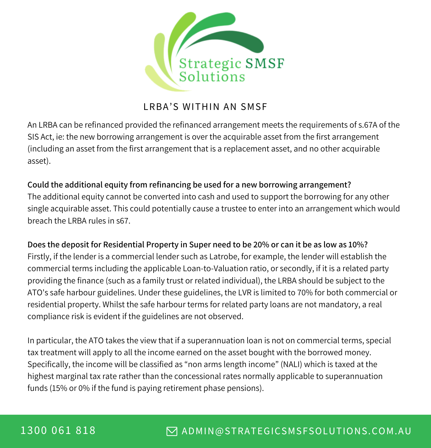 LRBA WITHIN AN SMSF - Strategic SMSF Solutions
